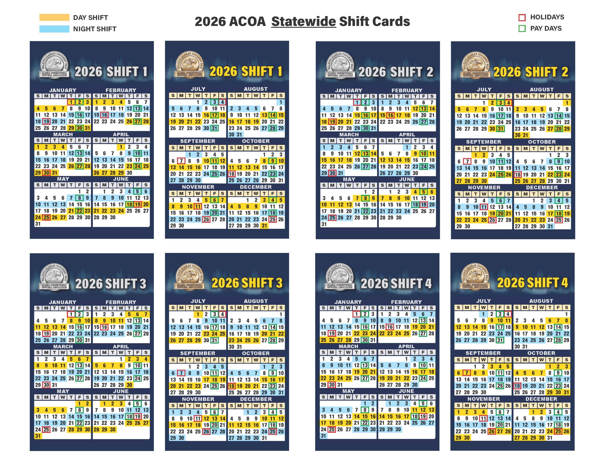 ACOA Shift Calendars - Alaska Correctional Officers Association